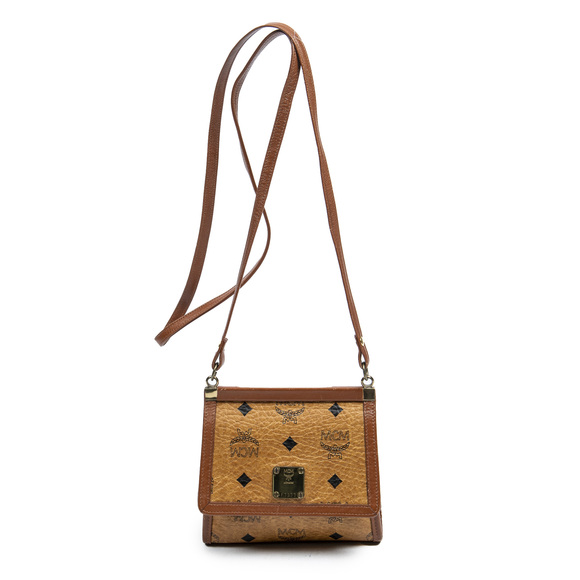MCM | Bags | Mcm Mini Square Crossbody Flap In Cognac Visetos Coated ...
